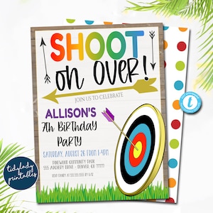 Archery Party Invitation, Shoot on Over Bows and Arrows Birthday Party ...