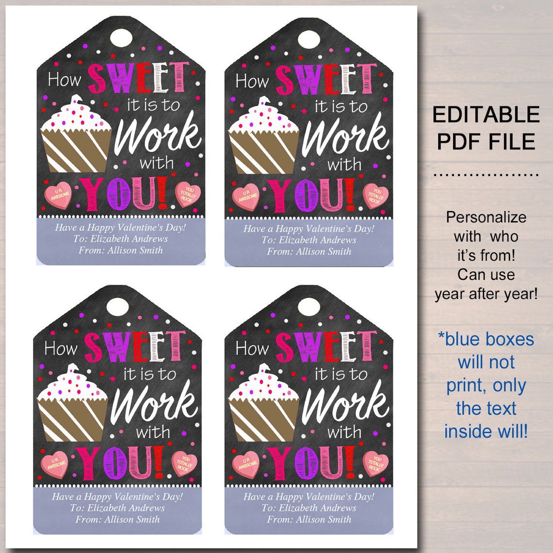 Valentines Day Coworker Favor Tags Company Staff Appreciation - Etsy
