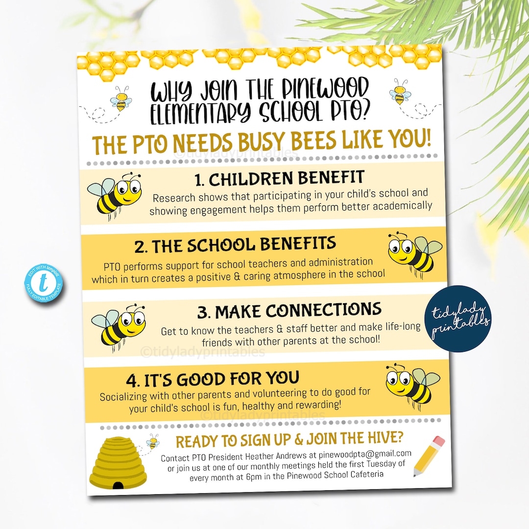 EDITABLE PTO PTA Recruitment Flyer, Printable Handout, School ...