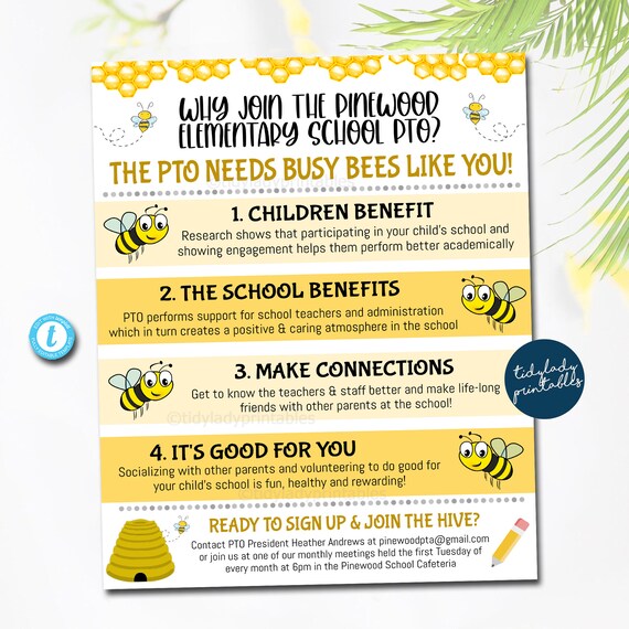 EDITABLE PTO PTA Recruitment Flyer, Printable Handout, School ...