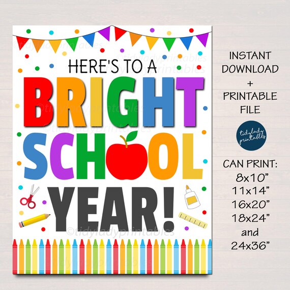 Bright School Year First Day of School Back To School Teacher Poster ...