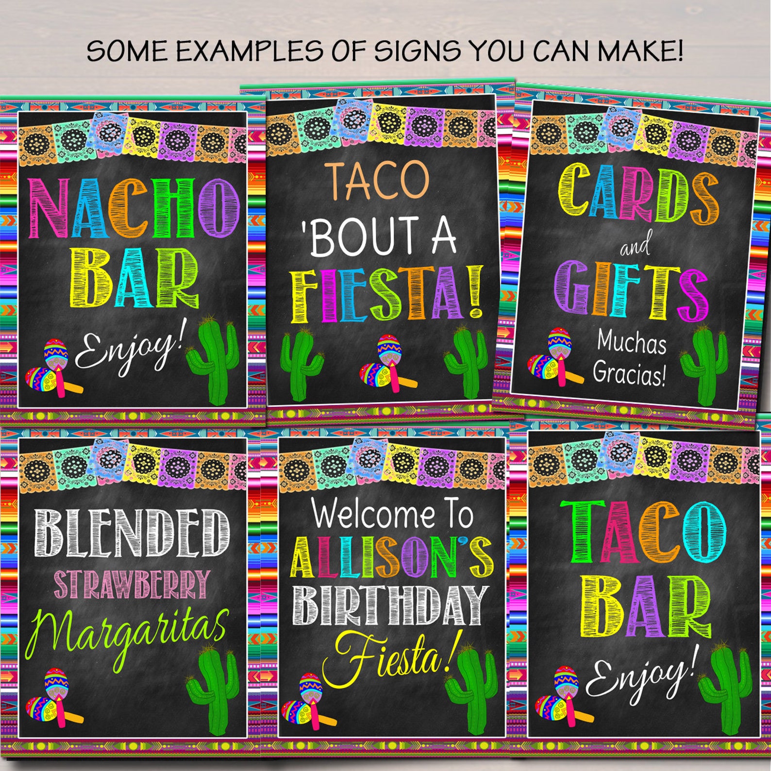 Editable Fiesta Signs Printable Mexican Theme Party Decor - Etsy