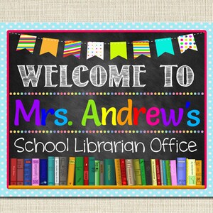 Editable School Librarian Door Sign: Library Decor (digital Download ...