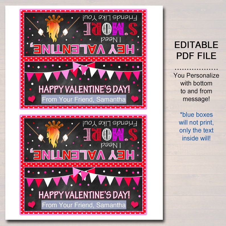 EDITABLE Valentine's Day Smore Gift Tags Classroom School - Etsy