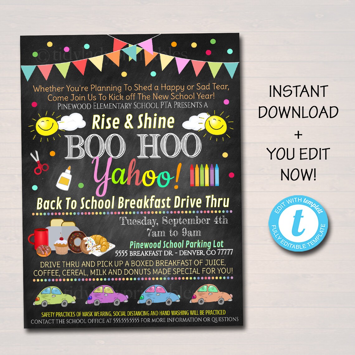 Boo Hoo Yahoo Breakfast Drive Thru School PTA PTO Flyer Invite - Etsy