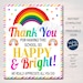 Rainbow Thank You Appreciation Sign, Staff Teacher Volunteer Thanks for ...