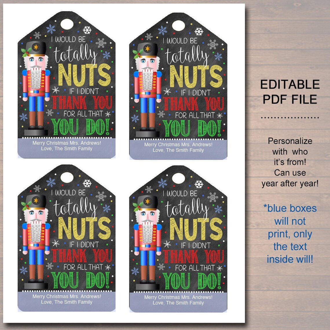 Christmas Nuts Tags Nuts If I Didn't Thank You Holiday - Etsy