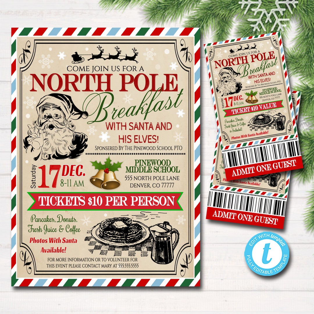 Editable Breakfast With Santa Flyer & Tickets (digital Download) - Etsy
