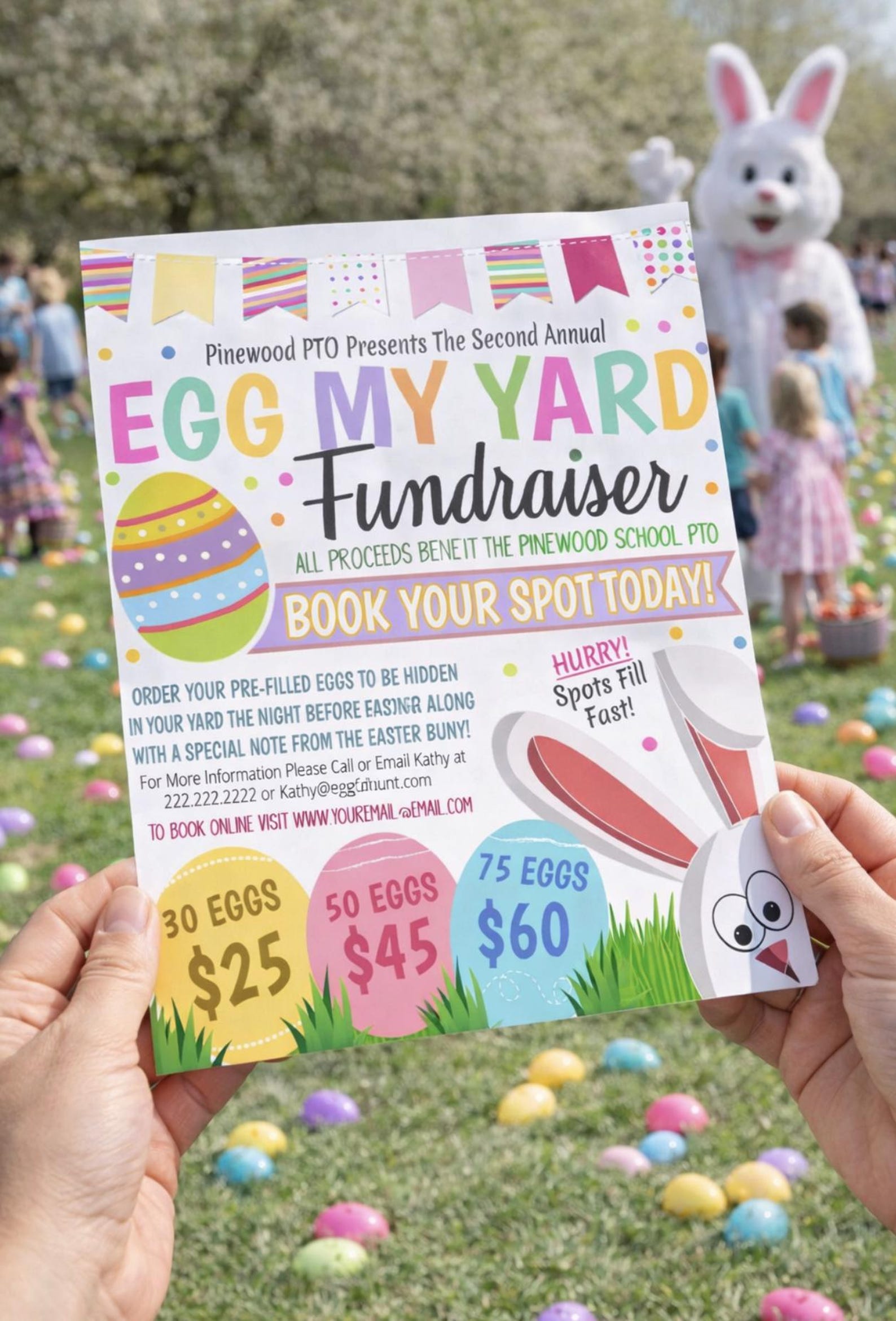 Easter Egg My Yard Fundraiser Flyer: Editable Spring Egg Hunt Invite ...