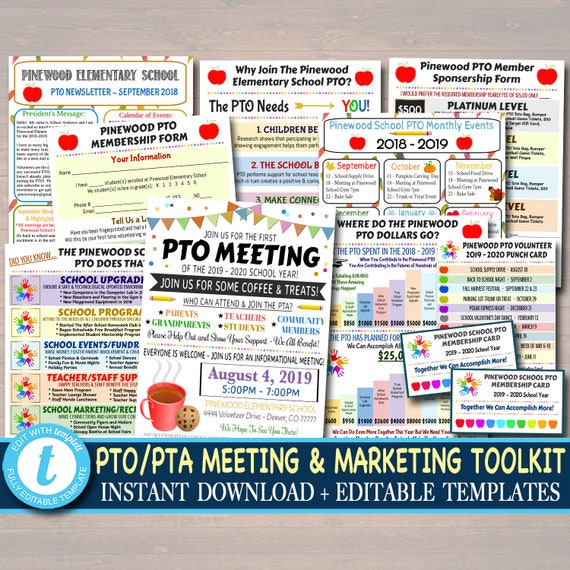 Editable PTO PTA Forms Bundle, Meeting Flyer, Volunteer Membership ...