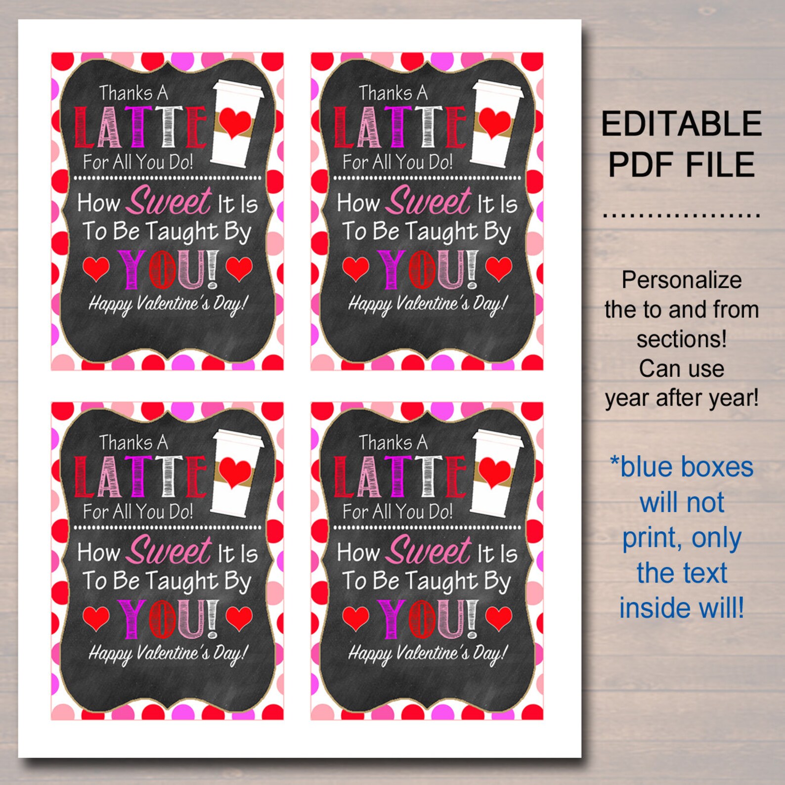 EDITABLE Valentine's Day Coffee Gift Tags Candy Tags | Etsy