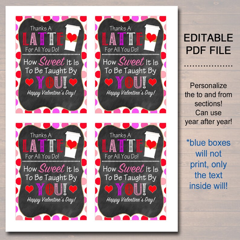 Editable Valentine's Day Coffee Gift Tags: Teacher Appreciation ...