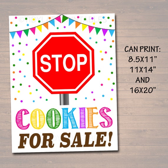 Cookie Booth Sign, Stop Cookies Sold Here, Printable Cookie Drop Banner ...
