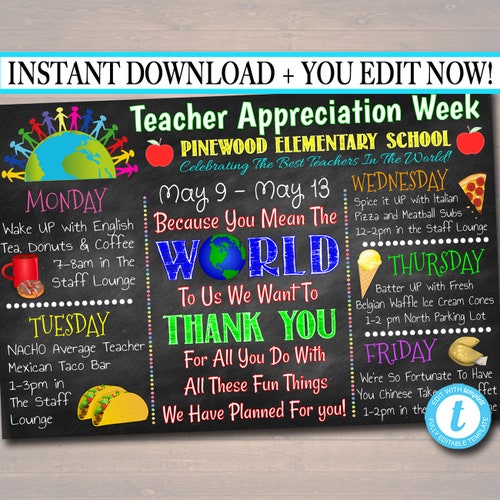 EDITABLE Space Theme Teacher Appreciation Week Itinerary - Etsy