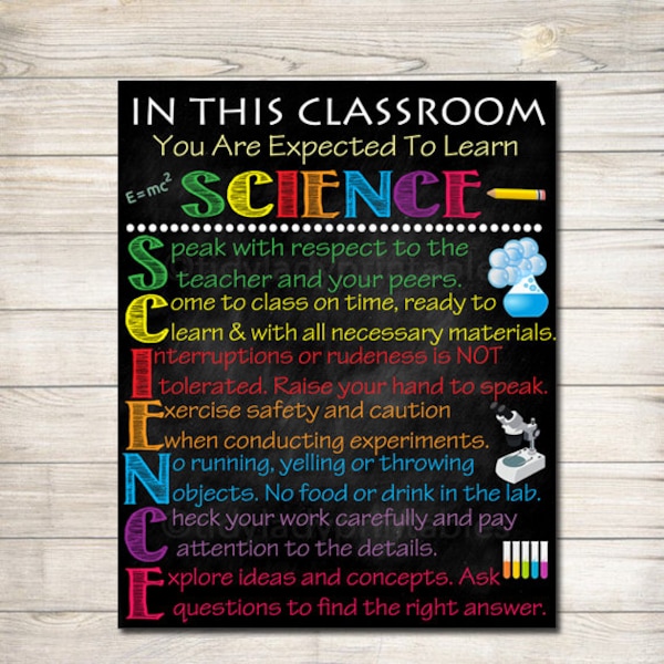 Science Class Rules Sign - Etsy