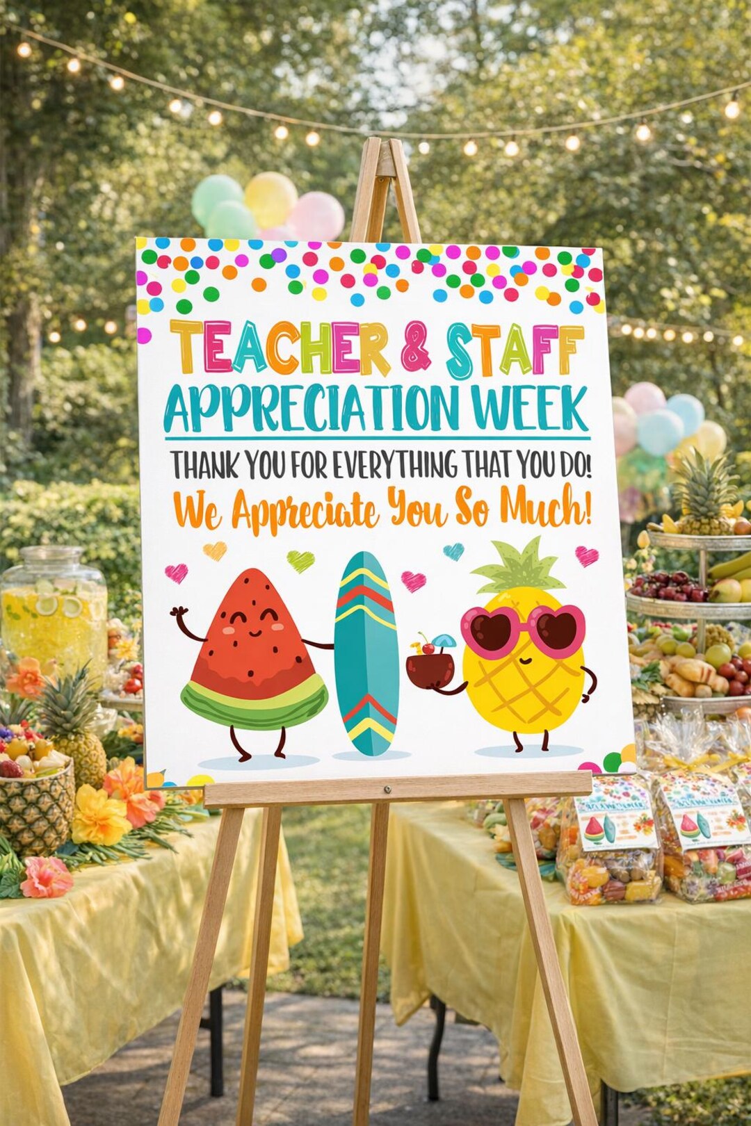 Tropical Teacher Appreciation Welcome Sign: Editable Staff Employee ...