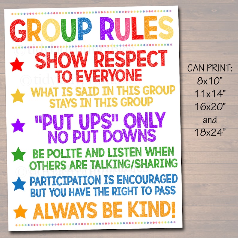 Counseling Group Rules Poster: Colorful Office Decor (digital Download ...