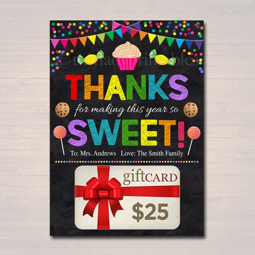 EDITABLE Sweet Gift Card Holder Teacher Gift Staff Candy - Etsy