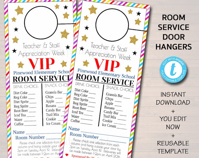 EDITABLE Room Service Door Hanger INSTANT DOWNLOAD Teacher - Etsy