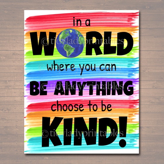 In A World Where you can Be Anything - BE KIND, School Counselor Poster ...