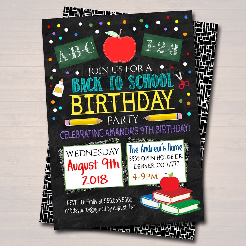 EDITABLE Back to School Birthday Party Invite Printable - Etsy