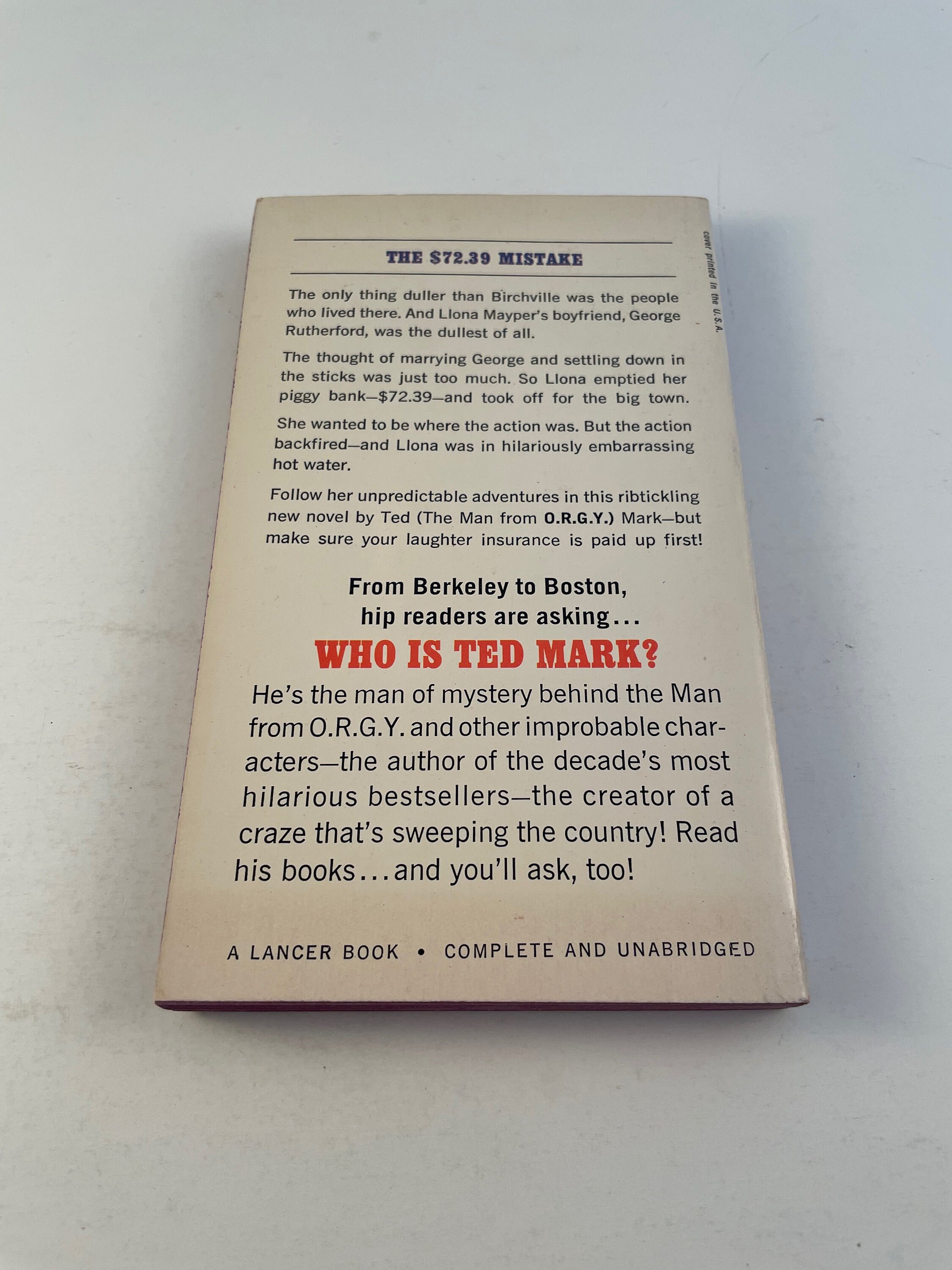 The Nude Who Never by Ted Mark Vintage 1966 Lancer Laugh Romp 3 ...