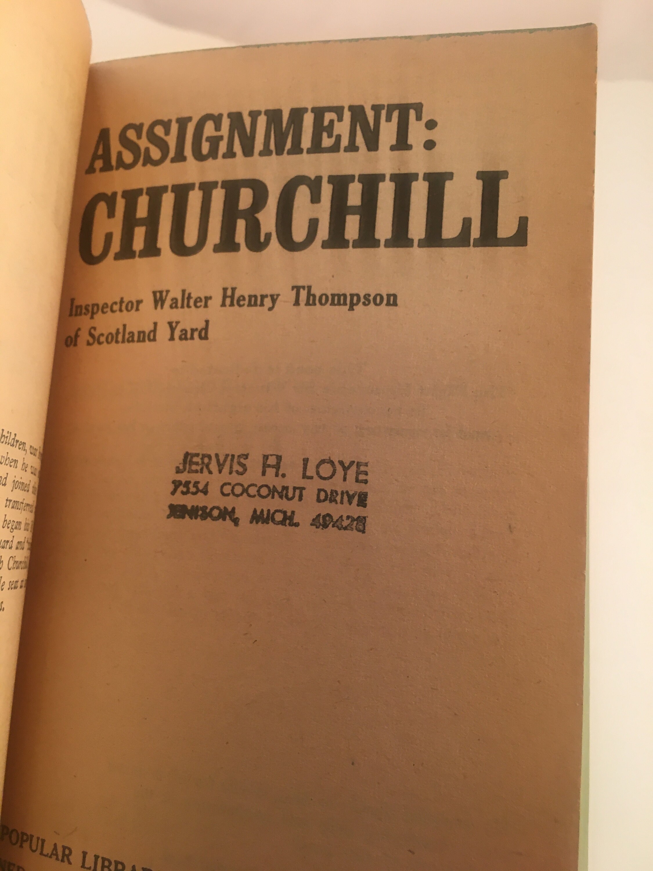 Asignación Churchill por el inspector Walter H. Thompson 1961 Vintage ...