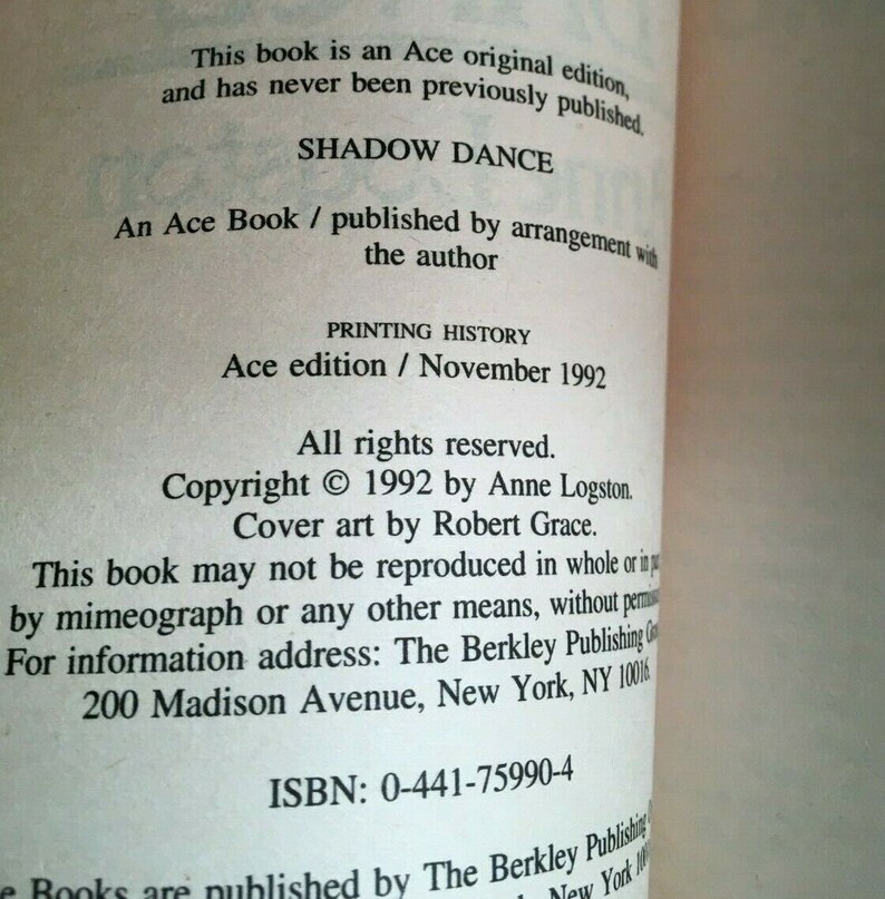 Shadow Dance de Anne Logston Vintage PB Paperback Fantasy 1992 Ace ...