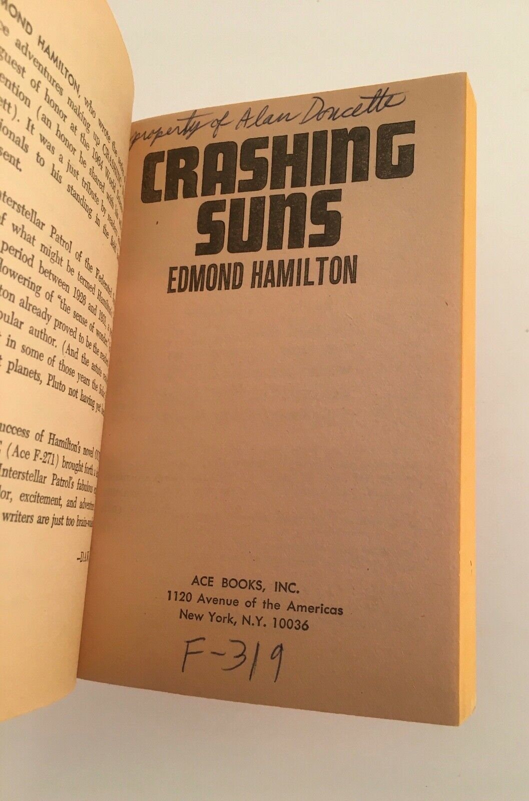 Crashing Suns by Edmond Hamilton Vintage Sci Fi Paperback 1965 Ace F ...