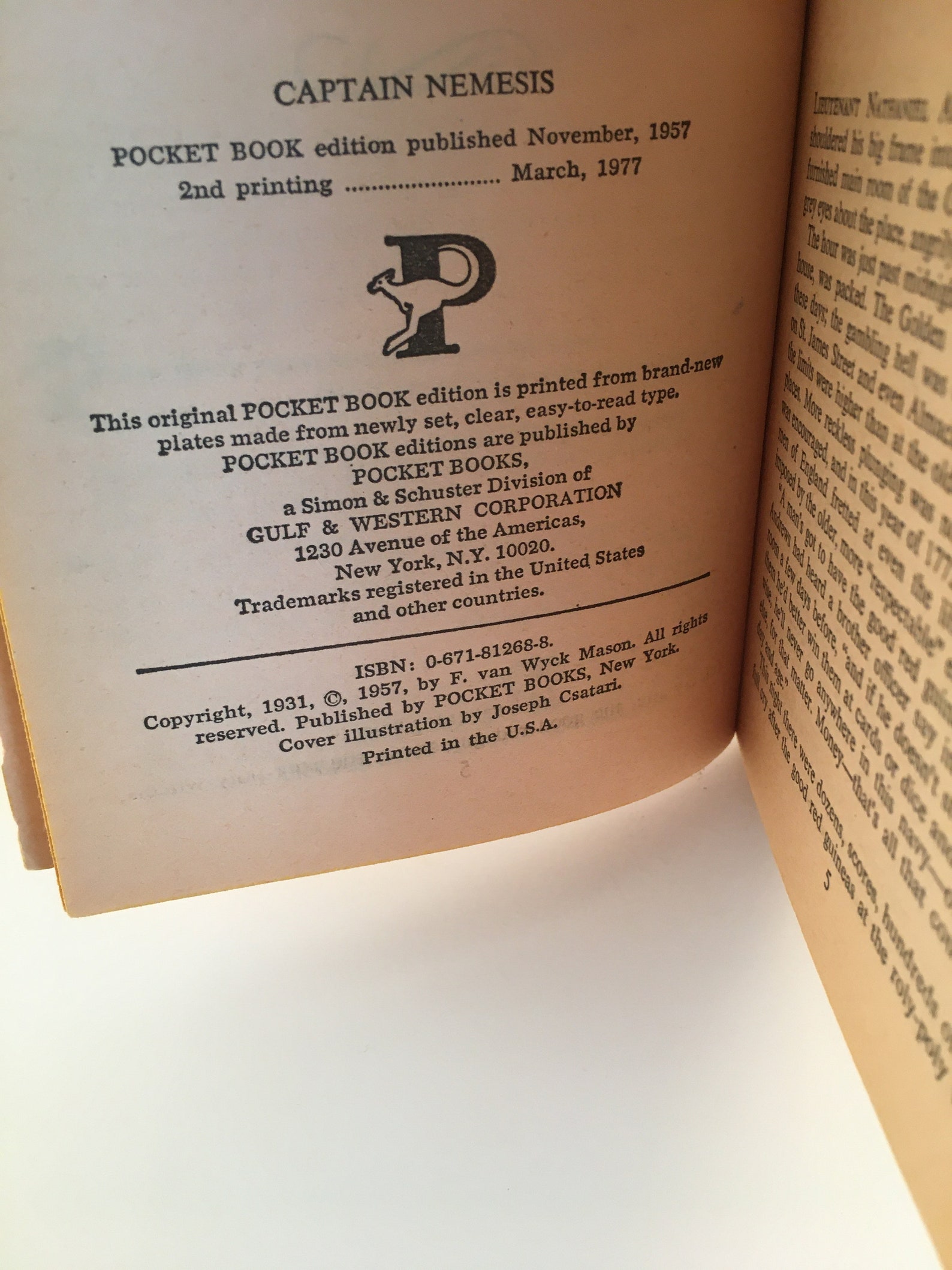 Captain Nemesis by F. Van Wyck Mason Vintage 1977 Paperback Pirate ...