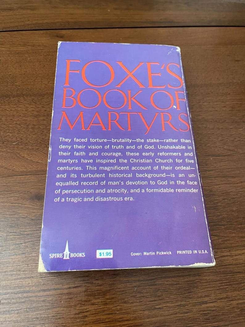 Foxe's Book of Martyrs Vintage 1978 Spire Books Marie Gentert King ...