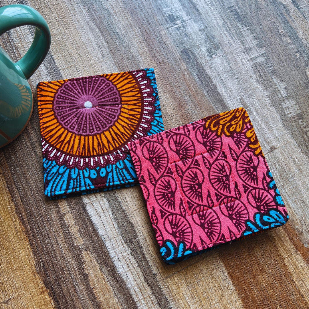 African Fabric Coasters, Drink Coasters, Mug Rug, Housewarming Gift ...
