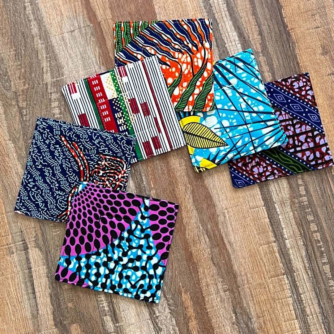 African Fabric Coasters, Mug Rug, Coaster Set of 6, Absorbent Coasters ...