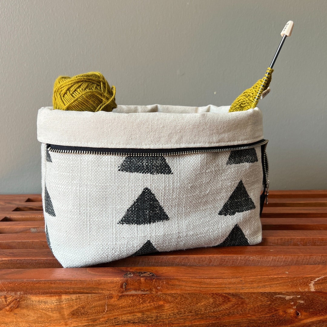 Mudcloth Knitting Project Bag, Crochet Project Bag, Yarn Project Bag ...