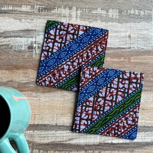 African Fabric Coasters, Mug Rug, Coaster Set of 6, Absorbent Coasters ...