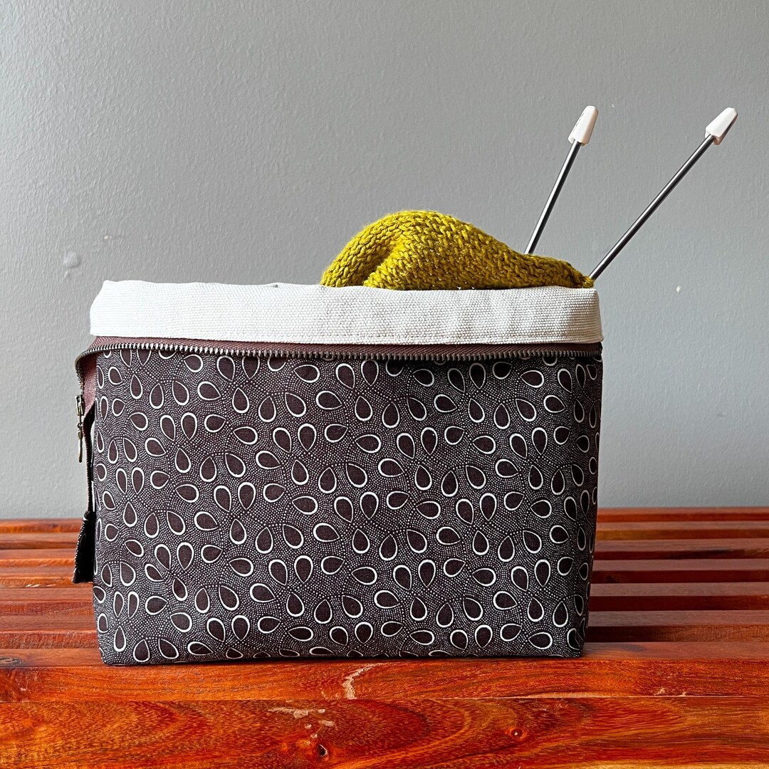 Brown Knitting Project Bag, Crochet Project Bag, Yarn Project Bag ...