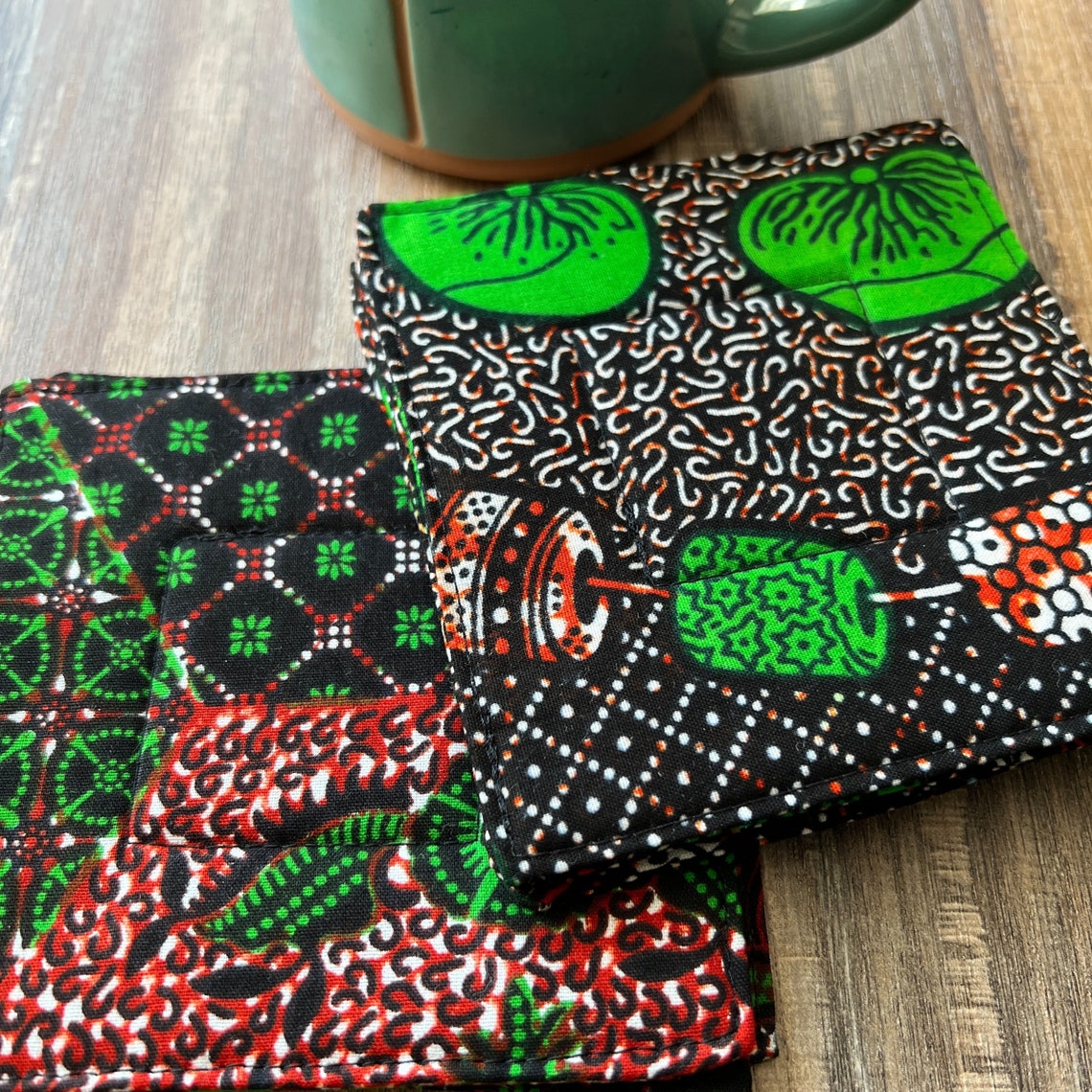 African Fabric Coasters, Drink Coasters, Mug Rug, Housewarming Gift ...