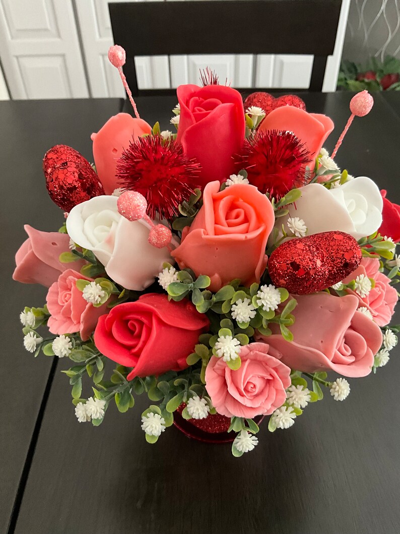 Soap Flower Bouquet.handmade Flower Bouquet. Valentines Day. Family ...