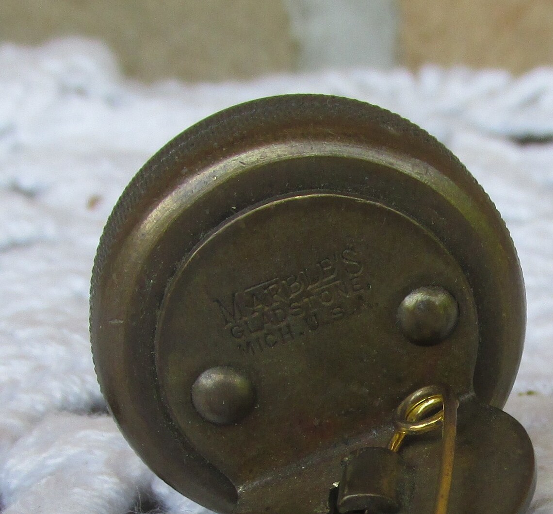 Marbles Gladstone Pin On Brass Compass Made In Michigan Usa Etsy