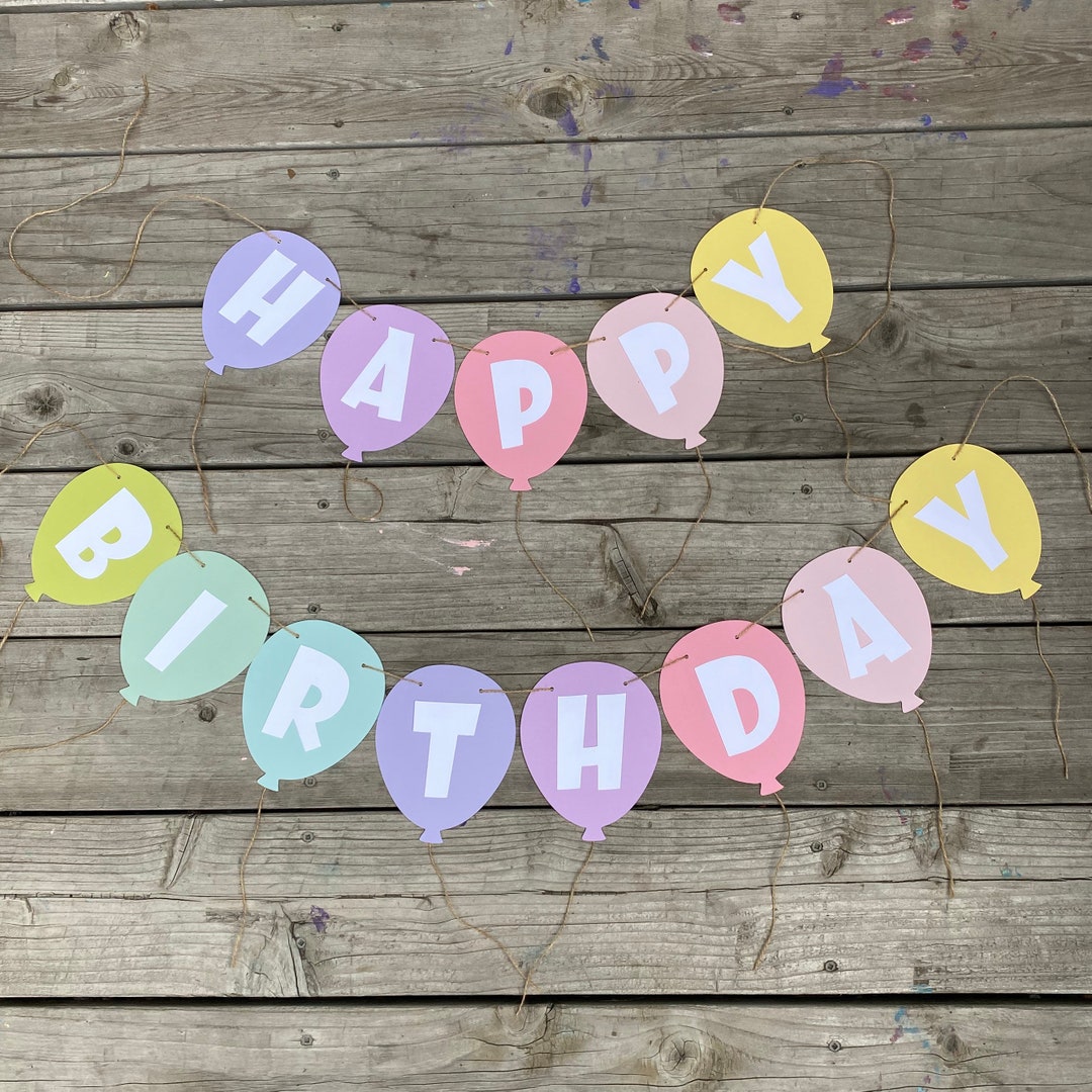 Balloon Banner, Happy Birthday Banner, Colorful Birthday Banner ...