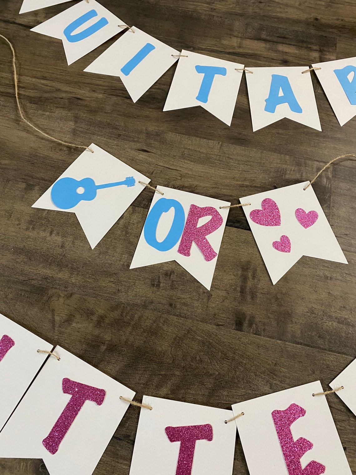 Guitars or Glitter Banner, Guitar Banner, Glitter Banner, Gender Reveal ...