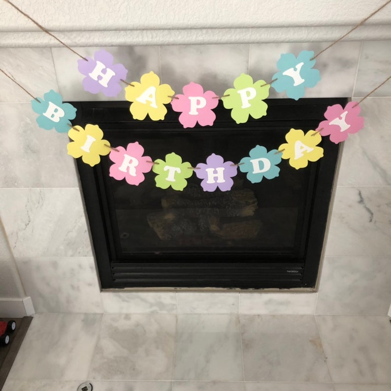 Colorful happy birthday banner flower birthday banner flower | Etsy