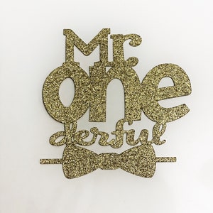 Mr One Derful Cake Topper, Im One Cake Topper, One Cake Topper, Gold ...