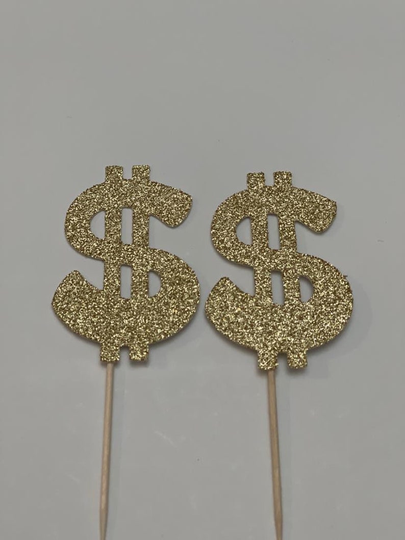 Dollar Sign Cupcake Toppers, Dollar Sign Toppers, Money Cupcake Toppers ...