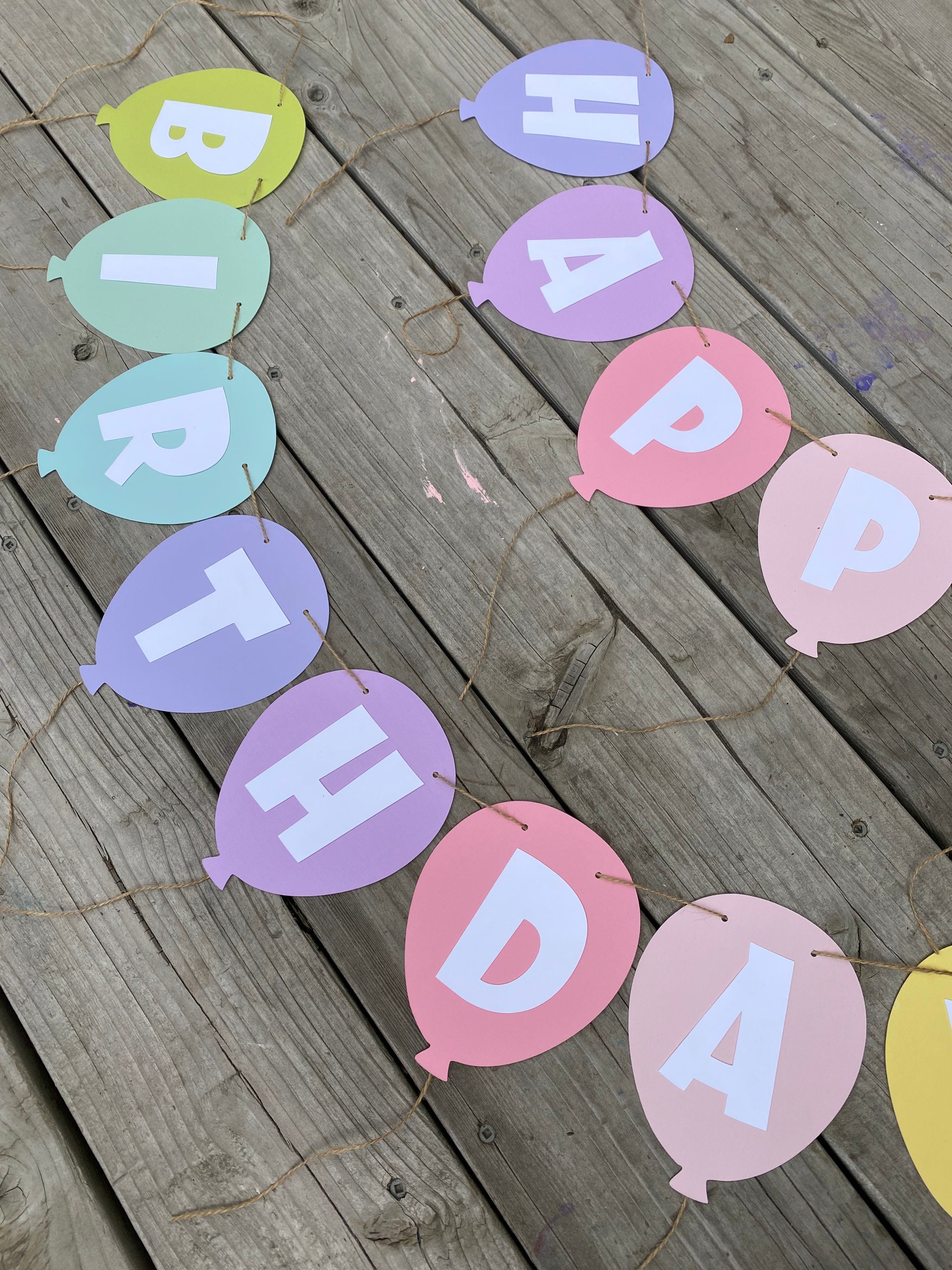 Balloon Banner, Happy Birthday Banner, Colorful Birthday Banner ...
