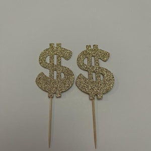 Dollar Sign Cupcake Toppers, Dollar Sign Toppers, Money Cupcake Toppers ...