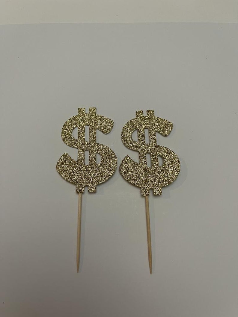 Dollar Sign Cupcake Toppers, Dollar Sign Toppers, Money Cupcake Toppers ...