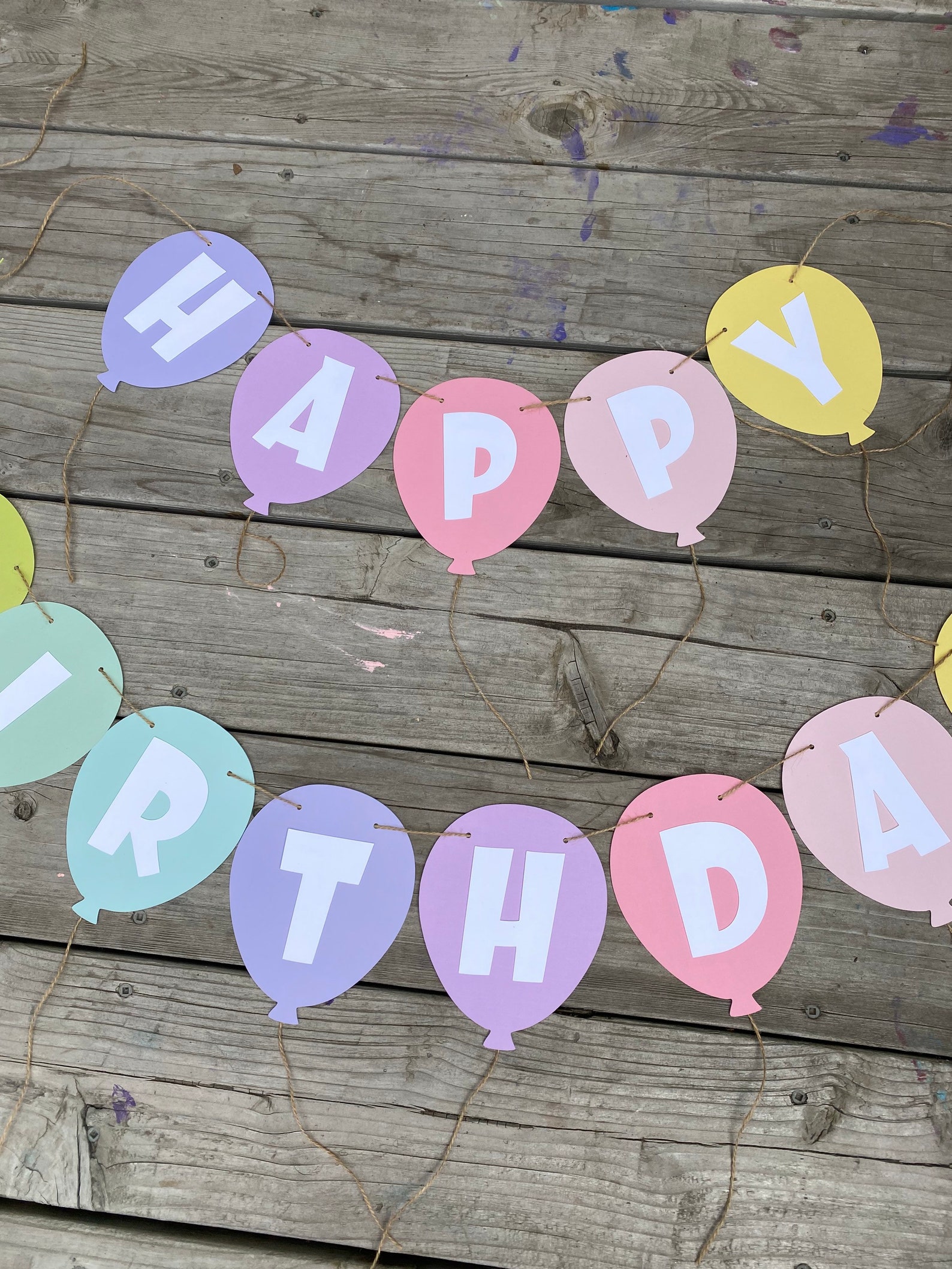 Balloon Banner, Happy Birthday Banner, Colorful Birthday Banner ...