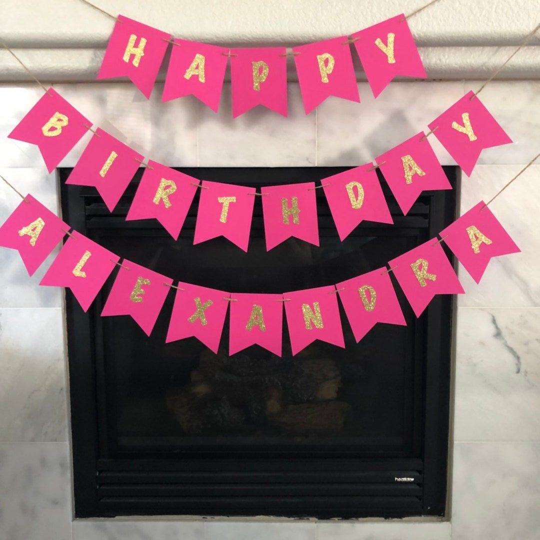 Pink Birthday Banner, Pink Birthday Banner, Trendy Birthday Banner ...