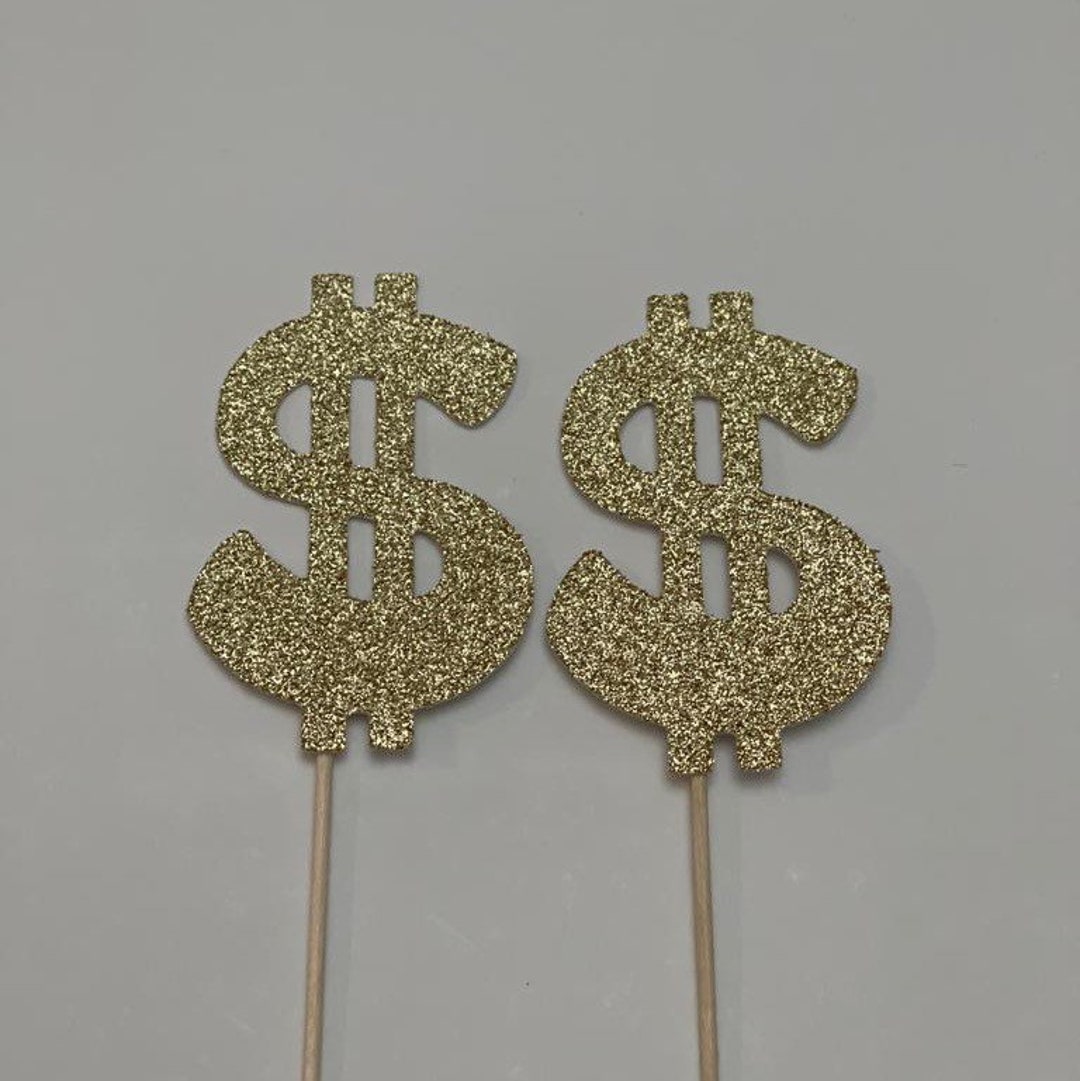 Dollar Sign Cupcake Toppers, Dollar Sign Toppers, Money Cupcake Toppers ...
